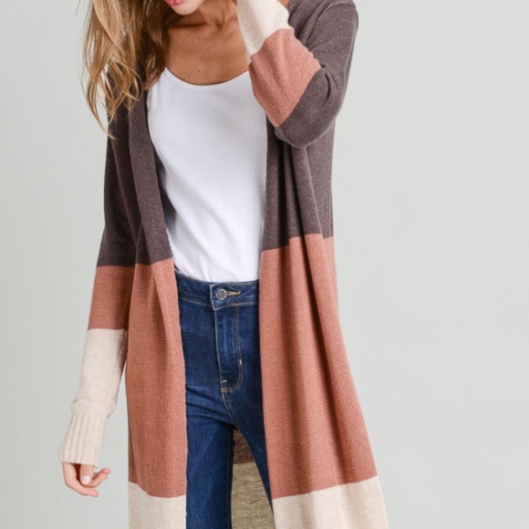 Sweaters | Kendall Color Block Long Sleeve Open Cardigan | Poshmark
